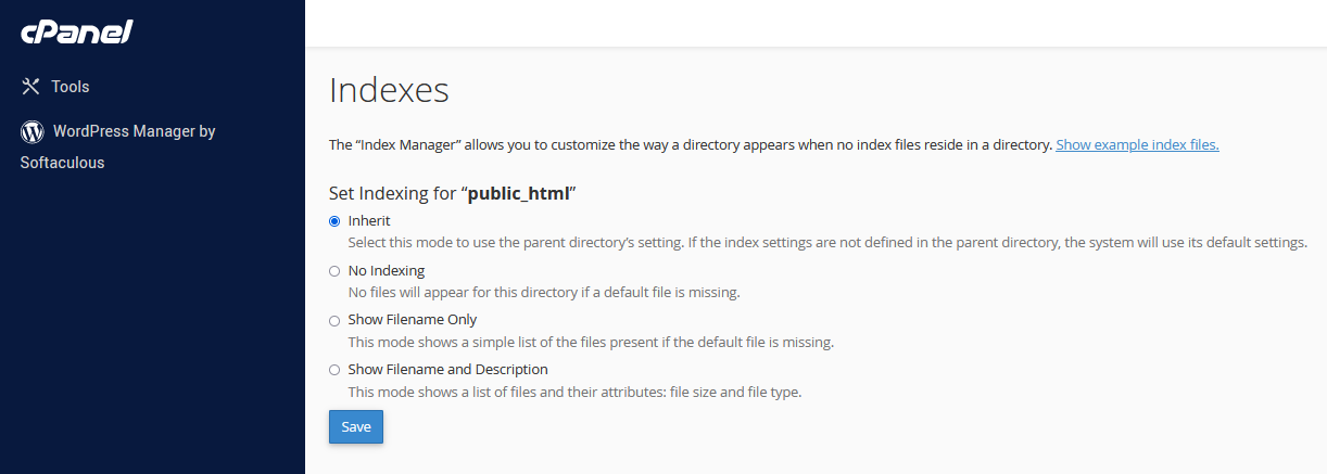 How to use the Index Manager in cPanel - ultimate guide - VPS WEB ...